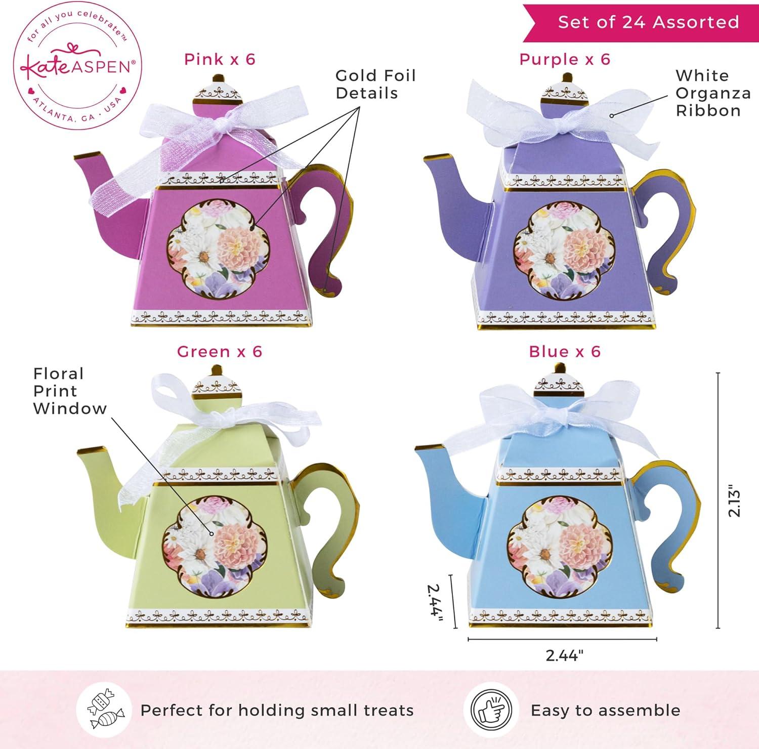 Kate Aspen Vintage Floral Tea Party Teapot Favor Boxes (Set of 24 ...