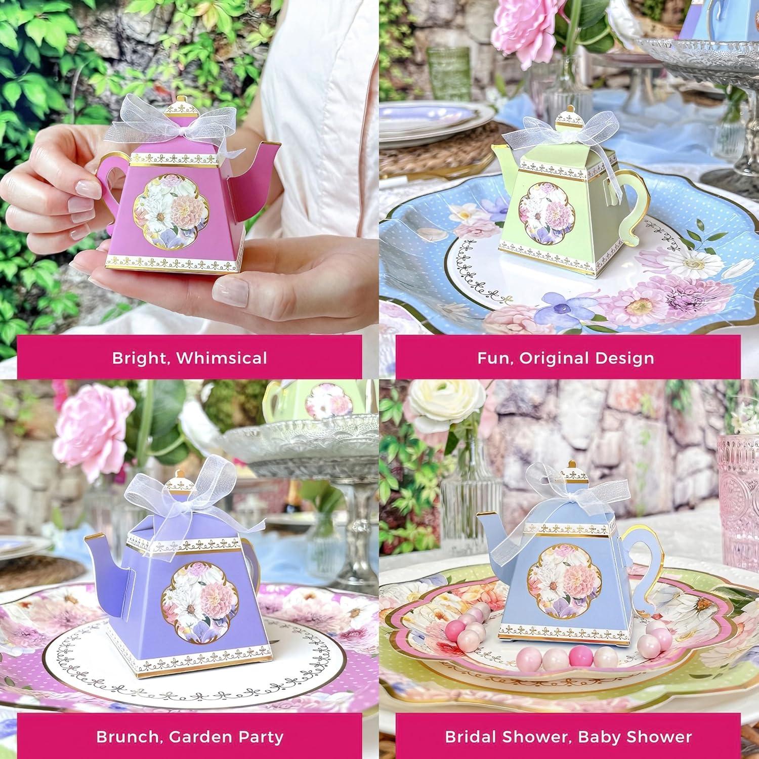 Kate Aspen Vintage Floral Tea Party Teapot Favor Boxes (Set of 24 ...